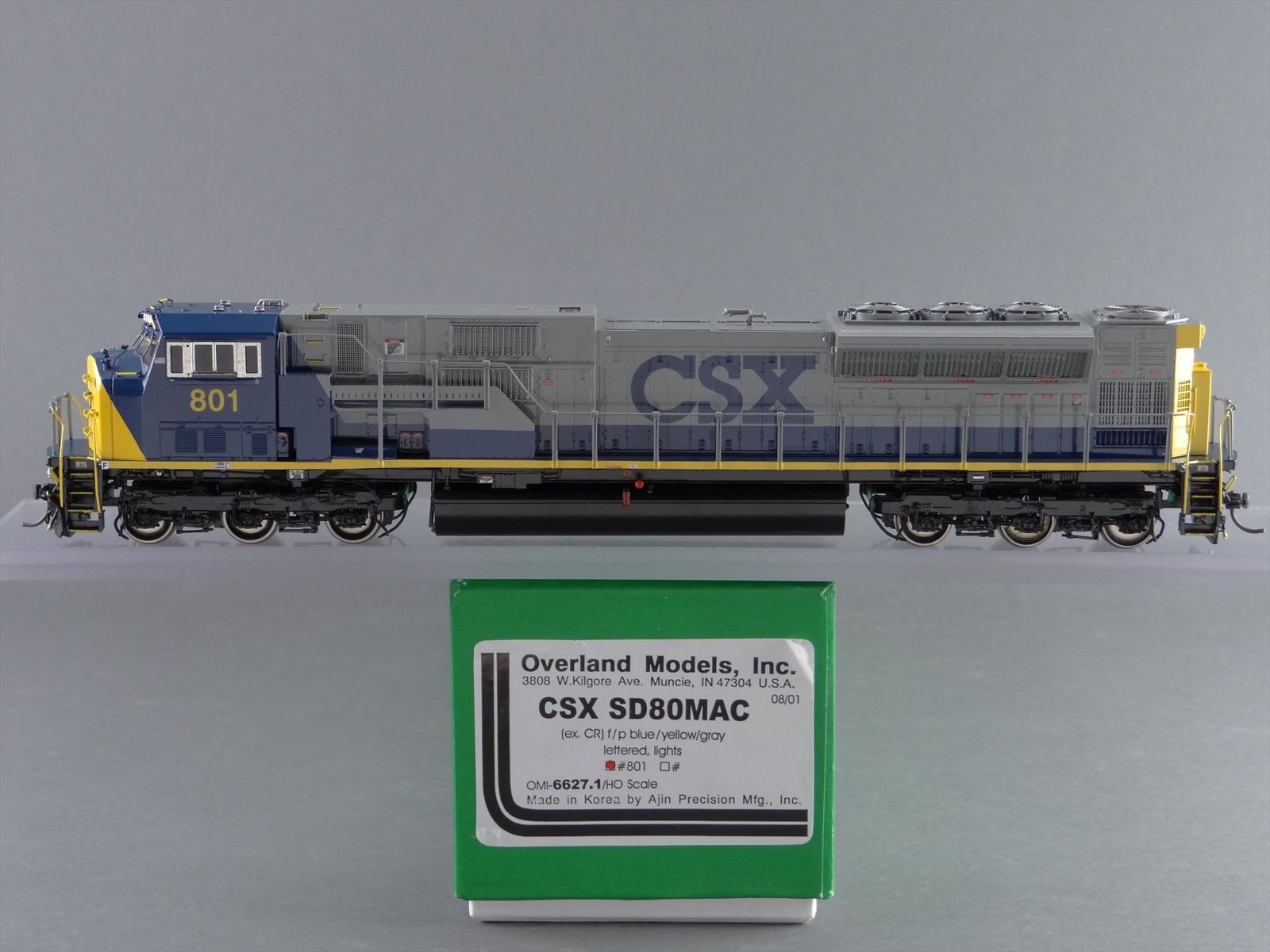 HO Brass Model Train - OMI 6627.1 Overland CSX SD80MAC Diesel #801 - 2001 Run