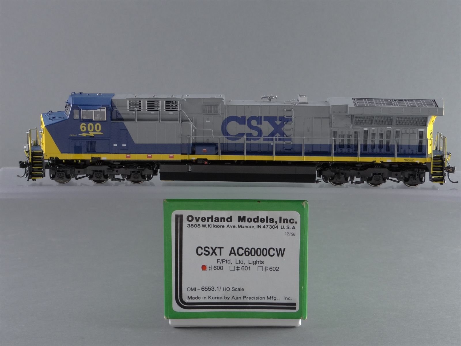 HO Brass Model Train - OMI 6553.1 Overland CSX AC6000CW Diesel #600 - 1996 Run