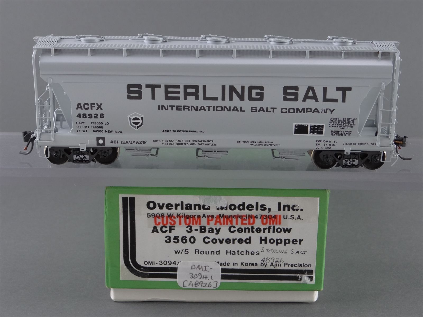 HO Brass Model Train - OMI 3094.1 ACFX Sterling Salt Centerflow Hopper ...