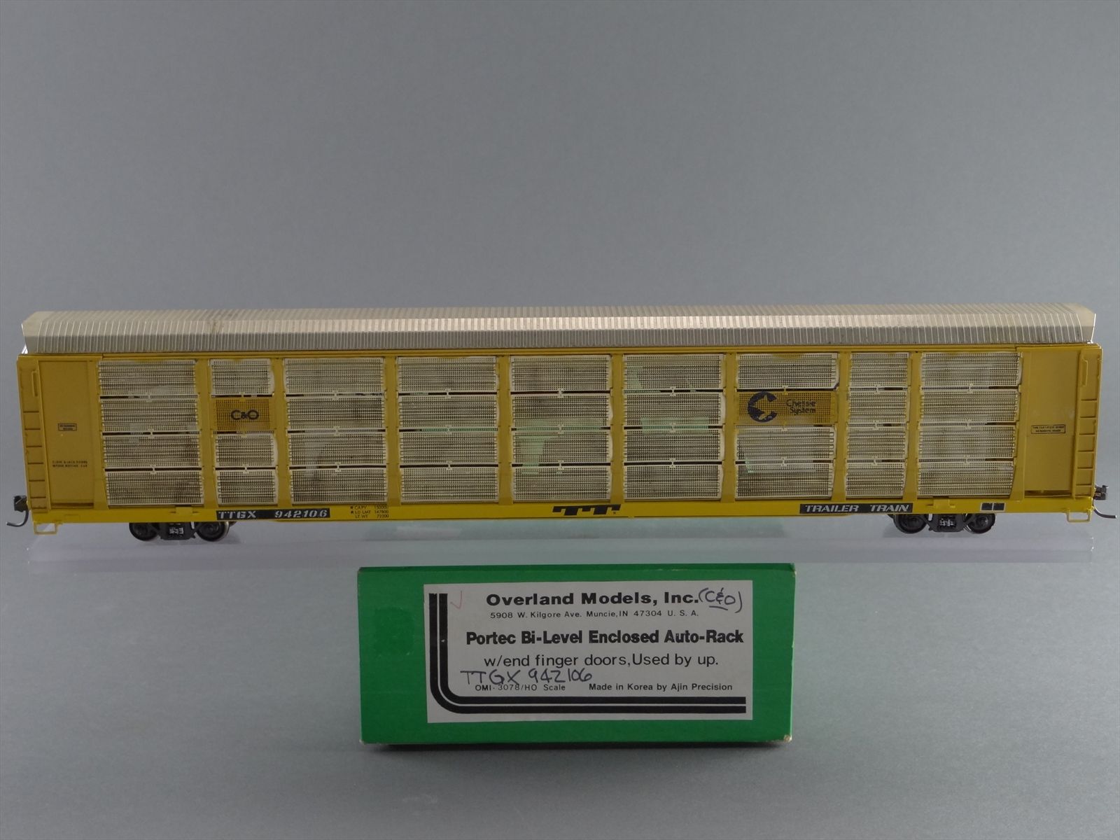 HO Brass Model Train - OMI 3078.1 C&O Portec Bi-Level Auto Rack ...