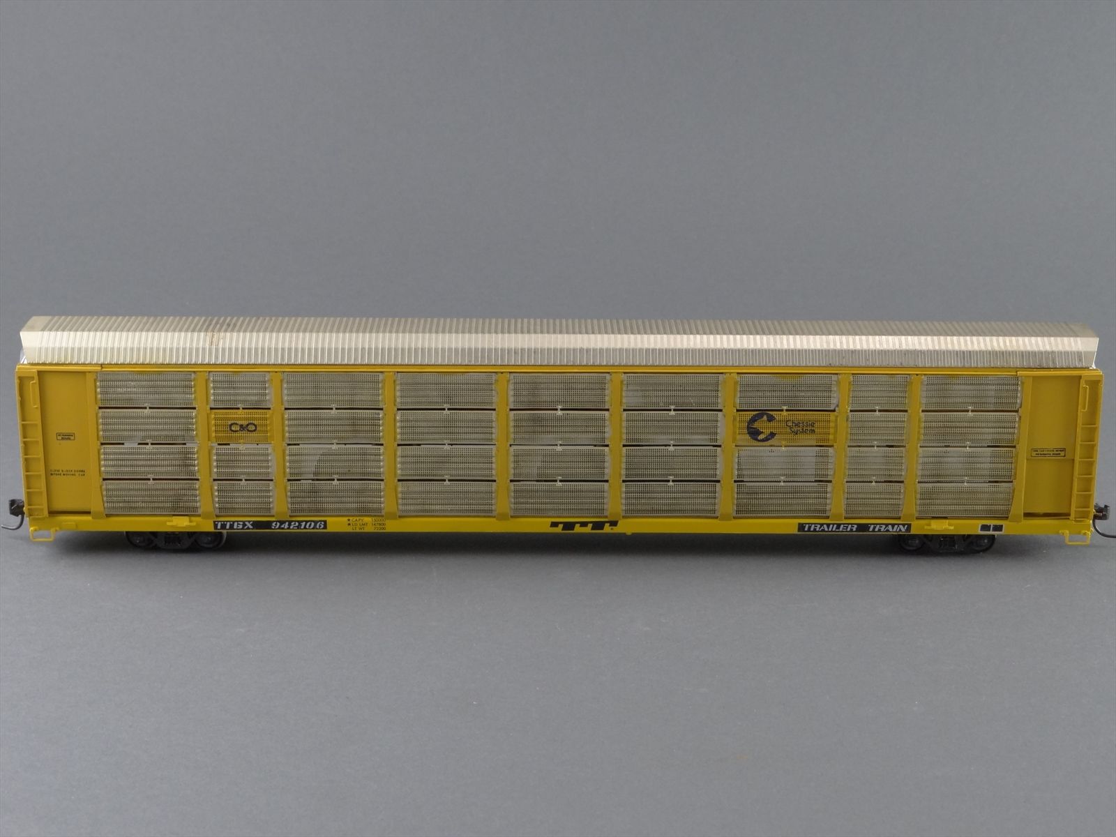 HO Brass Model Train - OMI 3078.1 C&O Portec Bi-Level Auto Rack ...