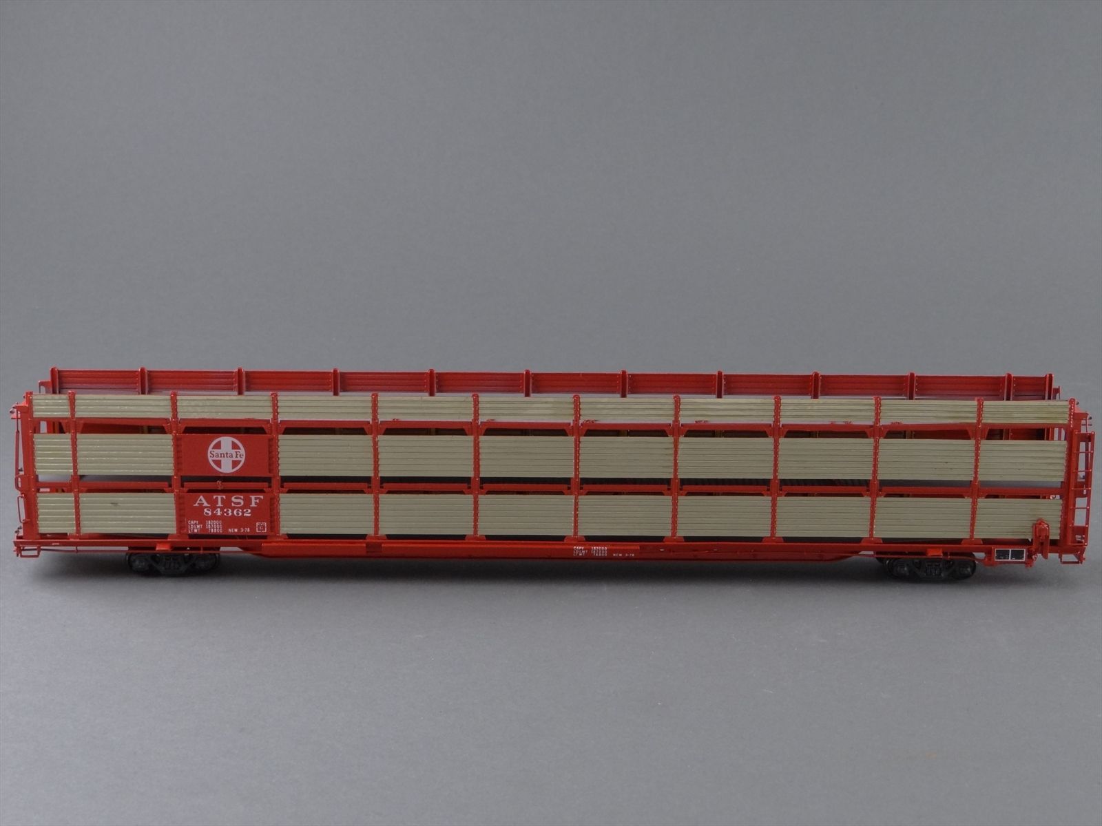 HO Brass Model Train - OMI 1395.1 ATSF Santa Fe Tri-Level Auto Rack ...
