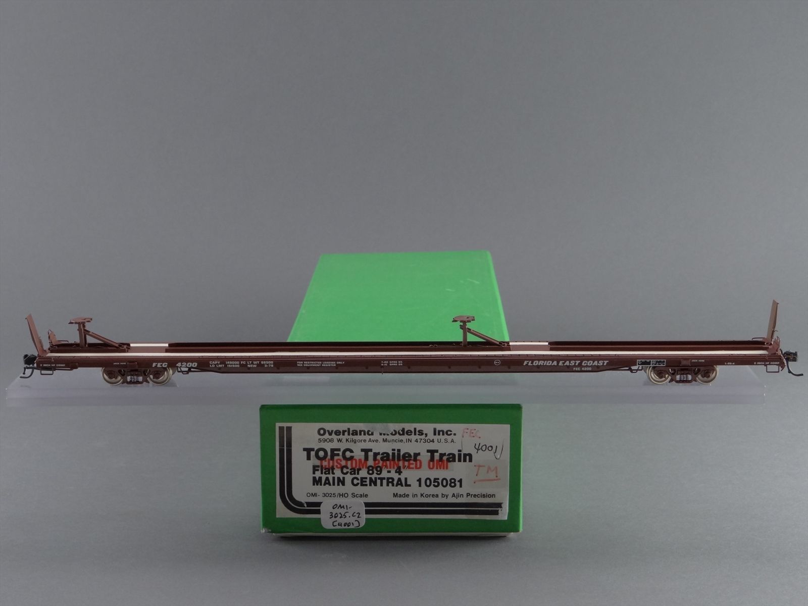 HO Brass Model Train - OMI 3025.2 FEC 89' TOFC Trailer Train Flat Car ...