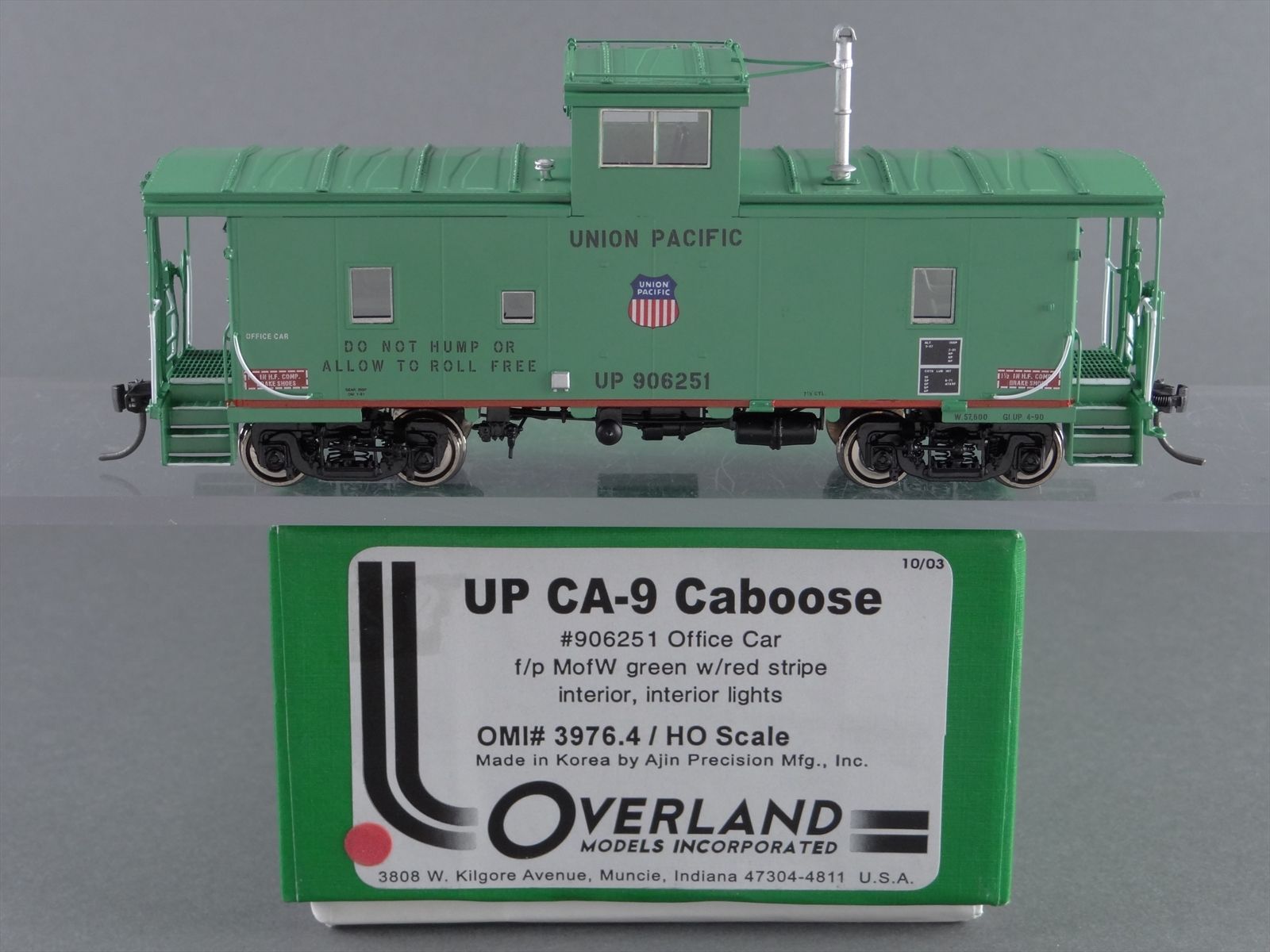 HO Brass Model Train - OMI 3976.4 UP Union Pacific MOW CA-9 Caboose #906251 w/ Interior & Lights