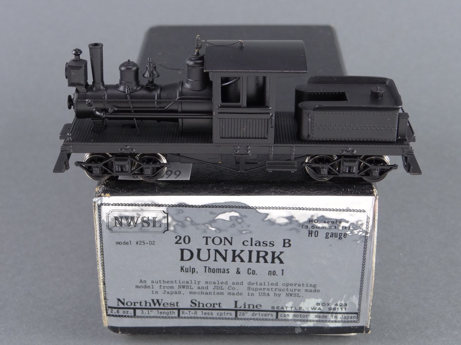 HO Brass Model Train - NWSL Kulp Thomas & Co #1 20-Ton Class B Dunkirk