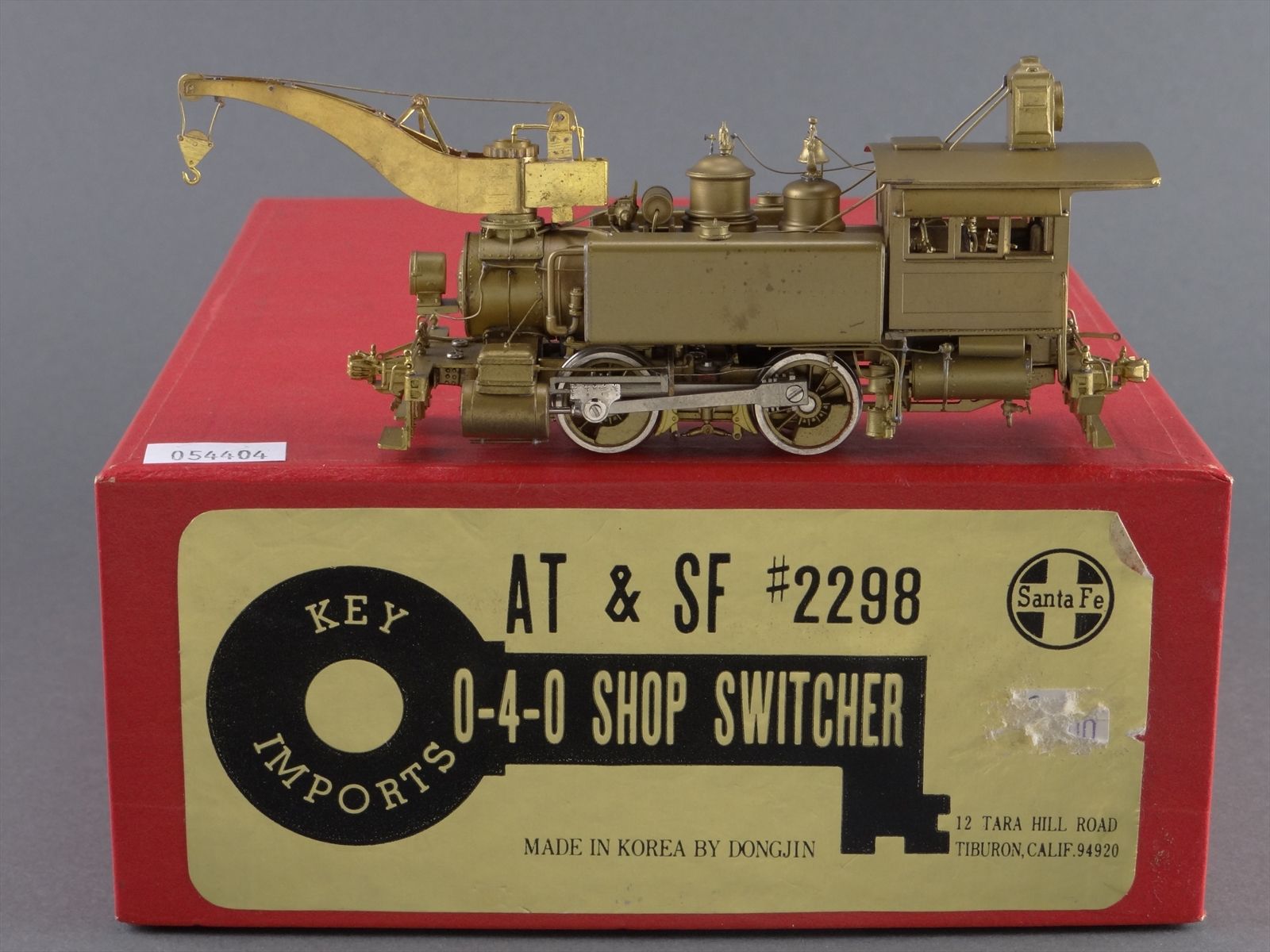 HO Brass Model Train - Key AT&SF Shop Switcher with Crane 0-4-0 #2298