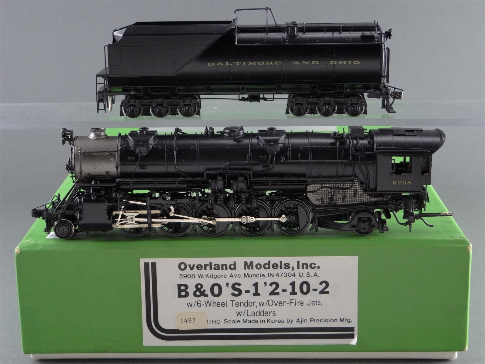 HO Brass Model Train - OMI 1497 Overland B&O 2-10-2 S-1 #6208 - Custom
