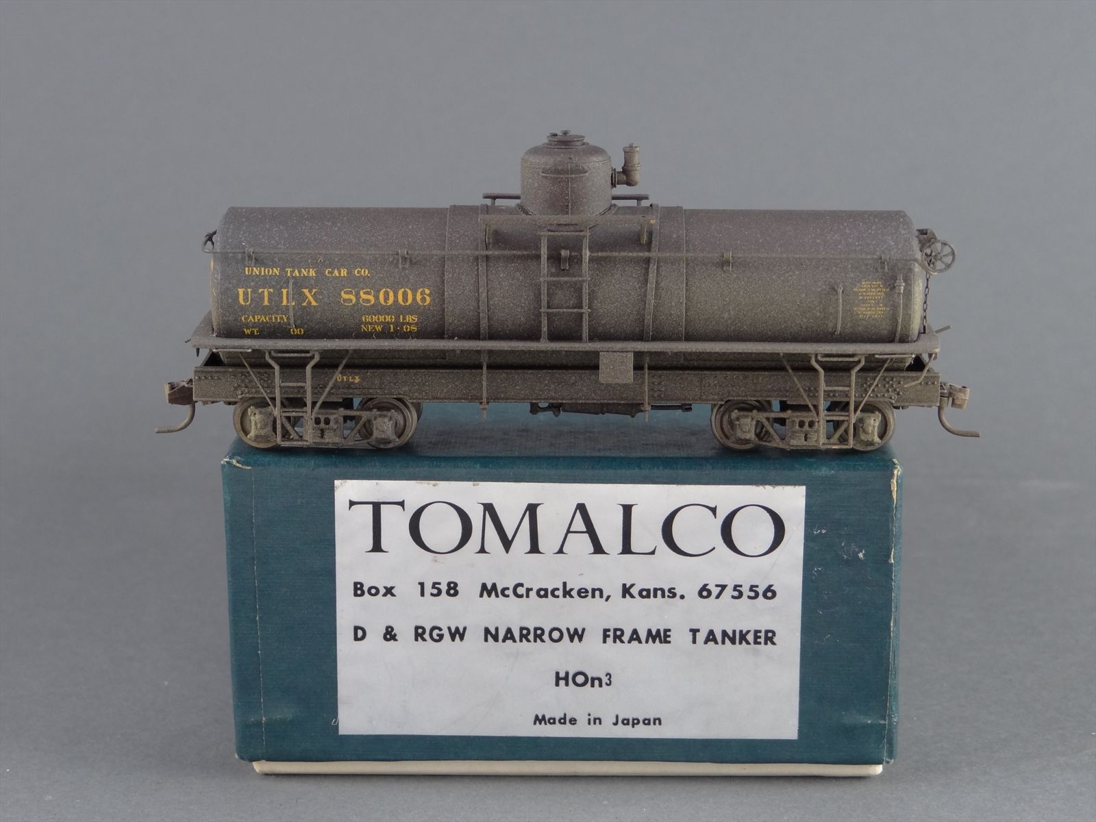 HOn3 Brass Model Train - Tomalco D&RGW Narrow Frame Tank Car UTLX #88006