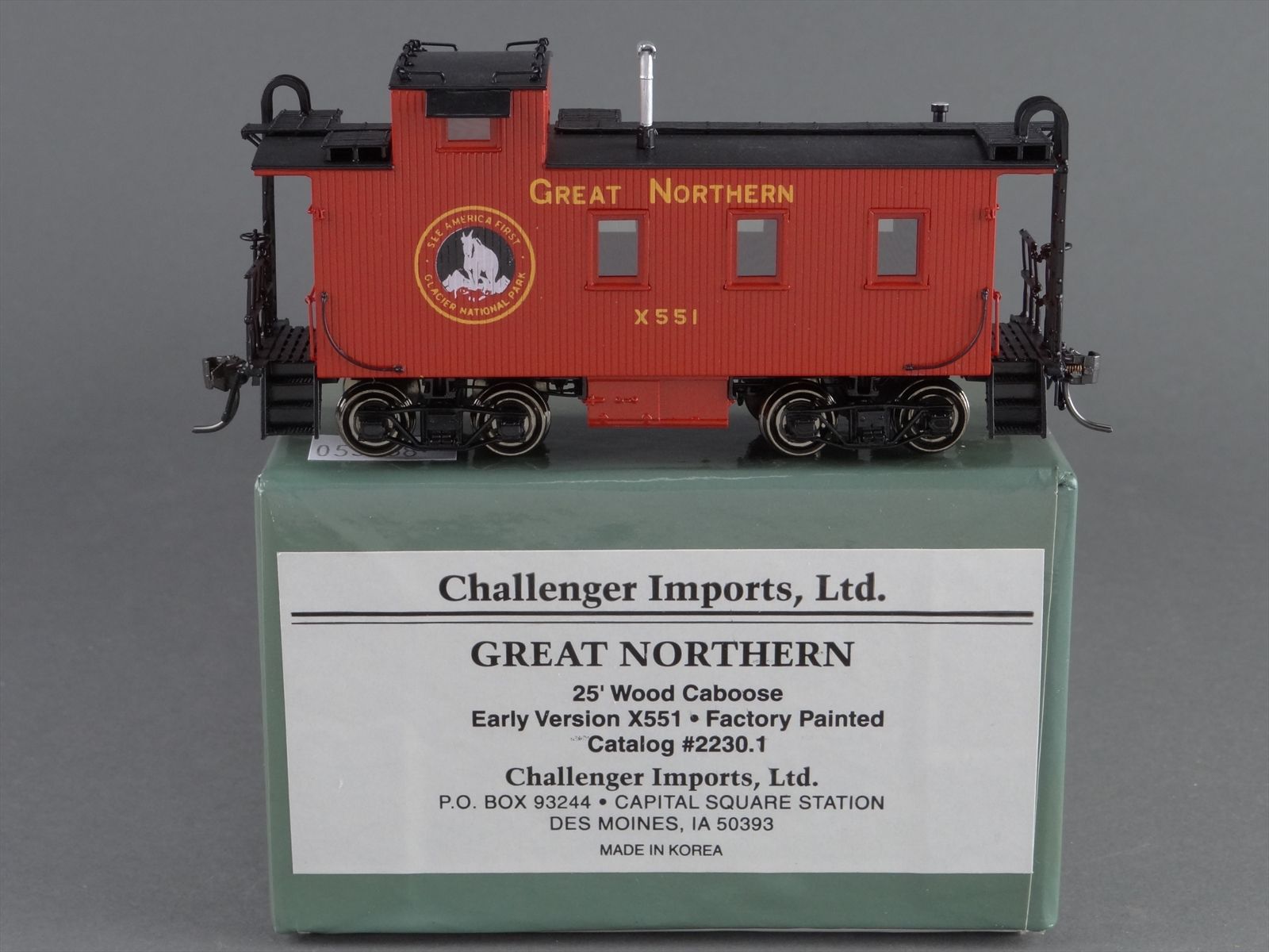 HO Brass Model Train - CIL 2230.1 GN Great Northern 25' Wood Caboose # ...