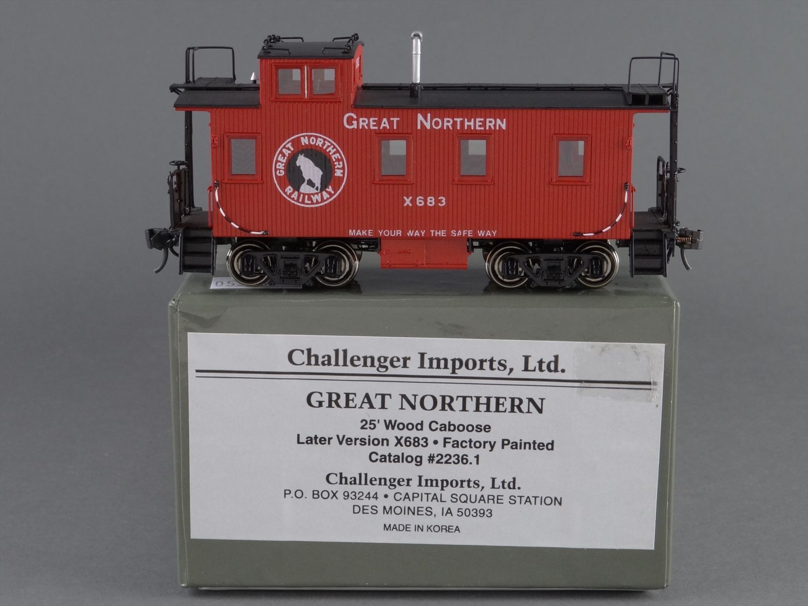 HO Brass Model Train - CIL 2236.1 GN Great Northern 25' Wood Caboose # ...