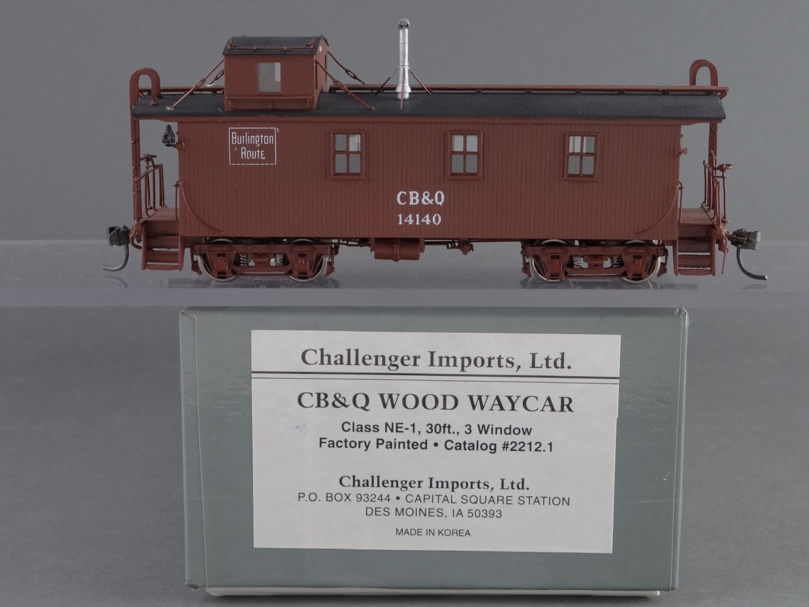 HO Brass Model Train - CIL 2212.1 CB&Q Burlington NE-1 30' Wood Waycar Caboose #14140