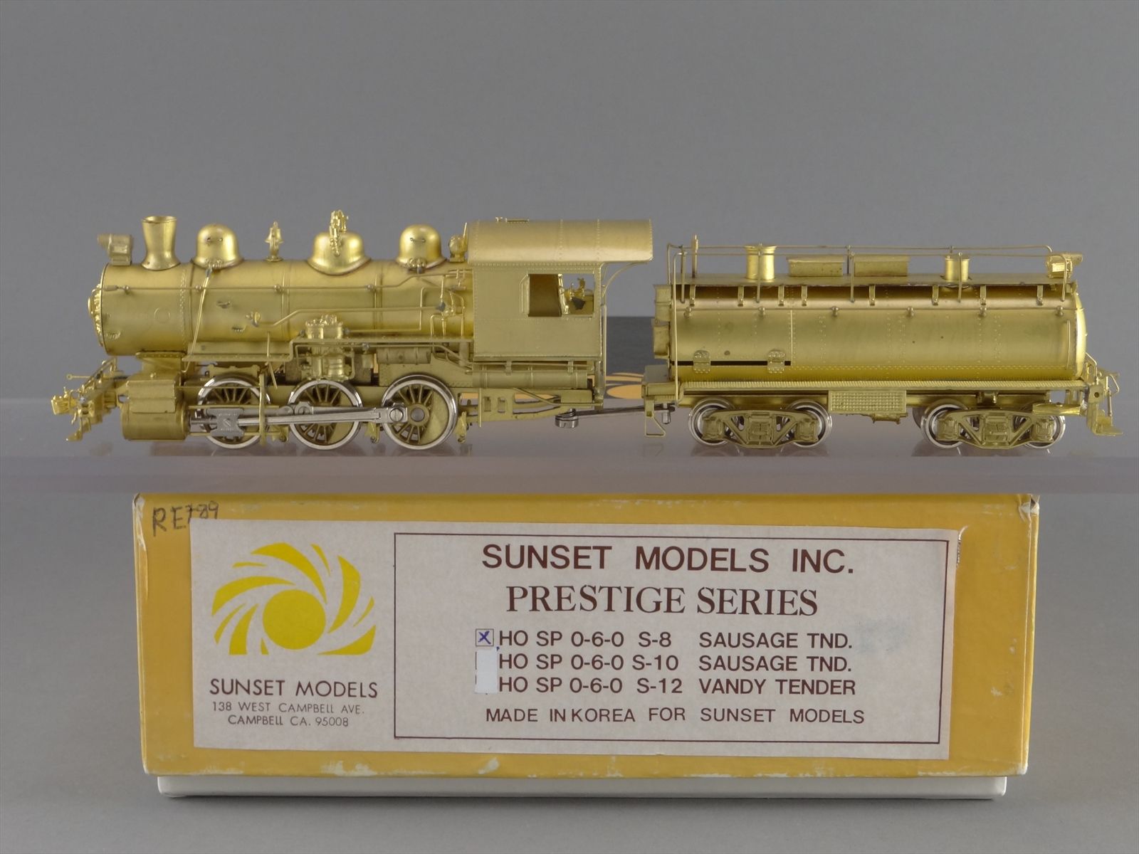 HO Brass Model Train - Sunset SP Southern Pacific 0-6-0 S-8 Sausage Tender
