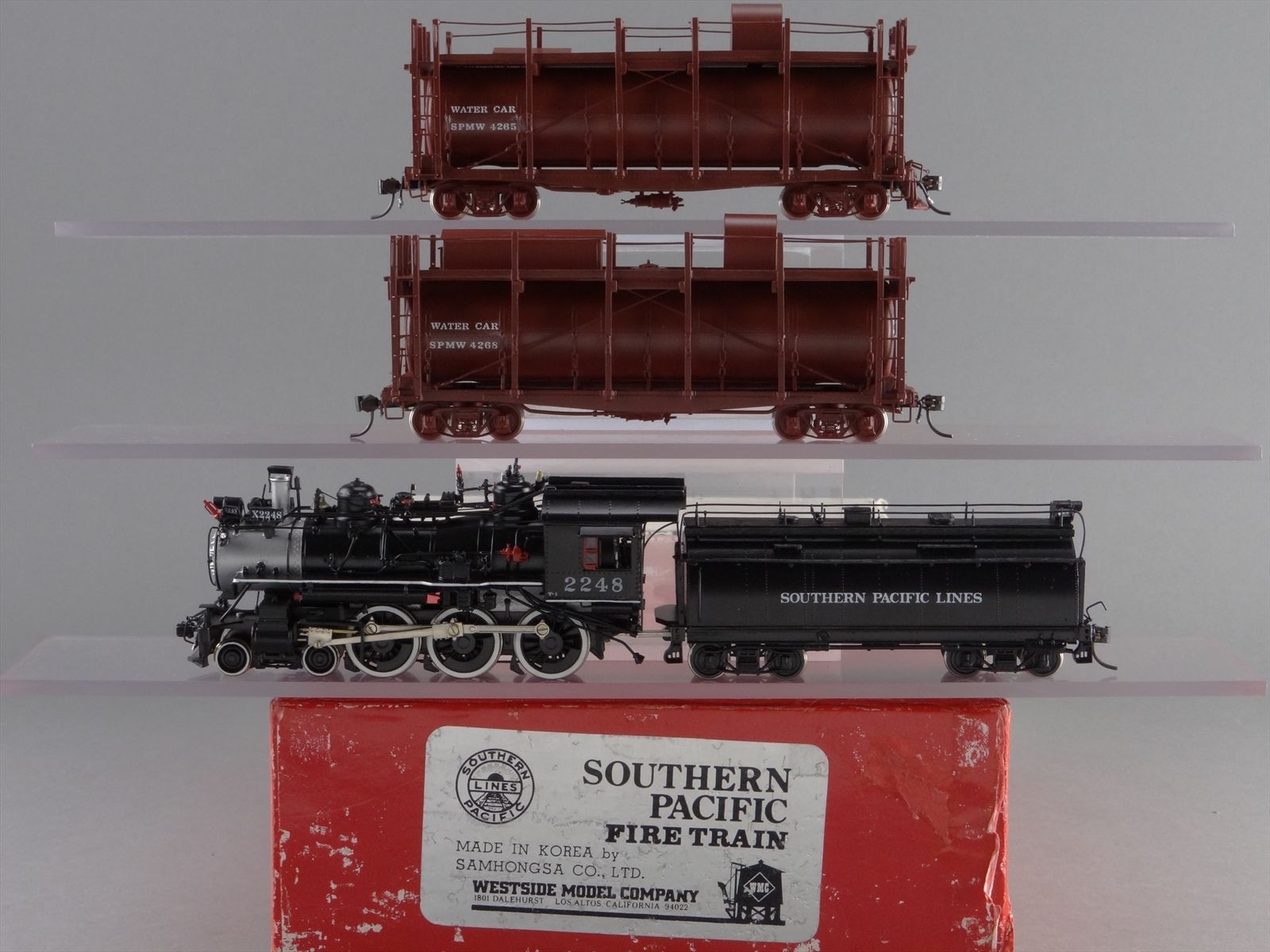 HO Brass Model Train - WMC SP Southern Pacific 4-6-0 #2248 Fire Train w ...