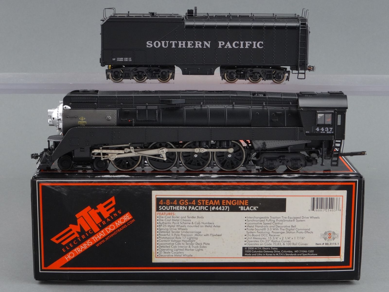 HO MTH 80-3115-1 Electric Trains SP Southern Pacific GS-4 4-8-4 Steam ...