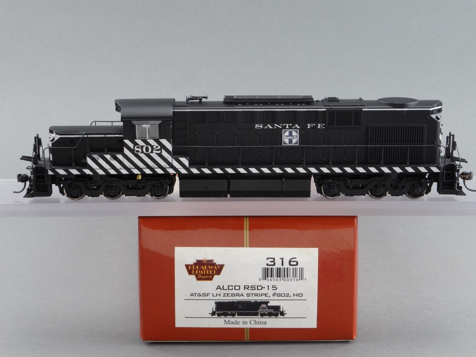 HO BLI 316 Broadway Limited ATSF Santa Fe Zebra Stripe Alco RSD-15 ...