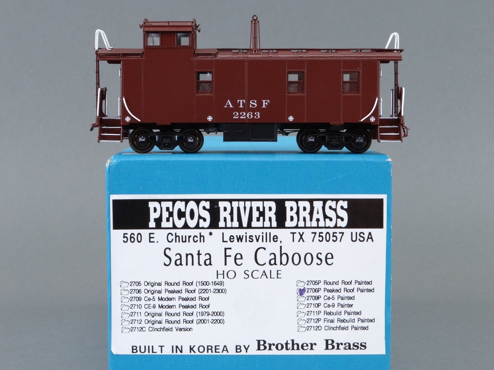 HO Brass Model Train - Pecos River 2706P ATSF Santa Fe - Caboose #2263