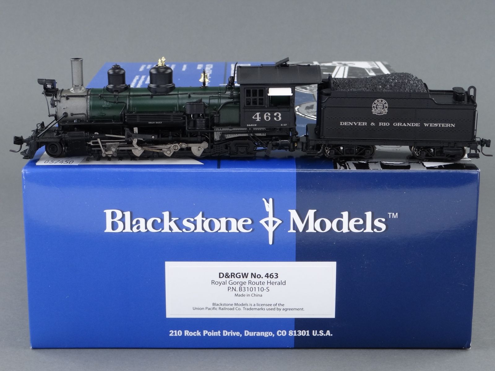 HOn3 Scale Blackstone PN B310110-S D&RGW K-27 2-8-2 Steam Locomotive #463