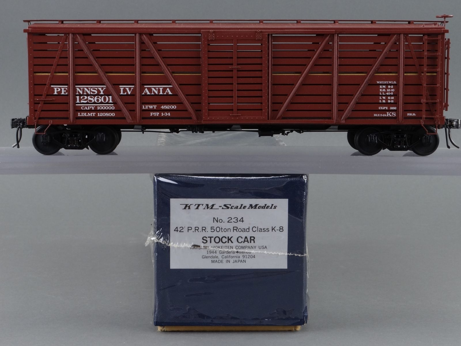 O 2-Rail Brass KTM / US Hobbies #234 PRR Pennsylvania 42' K-8 Stock Car ...