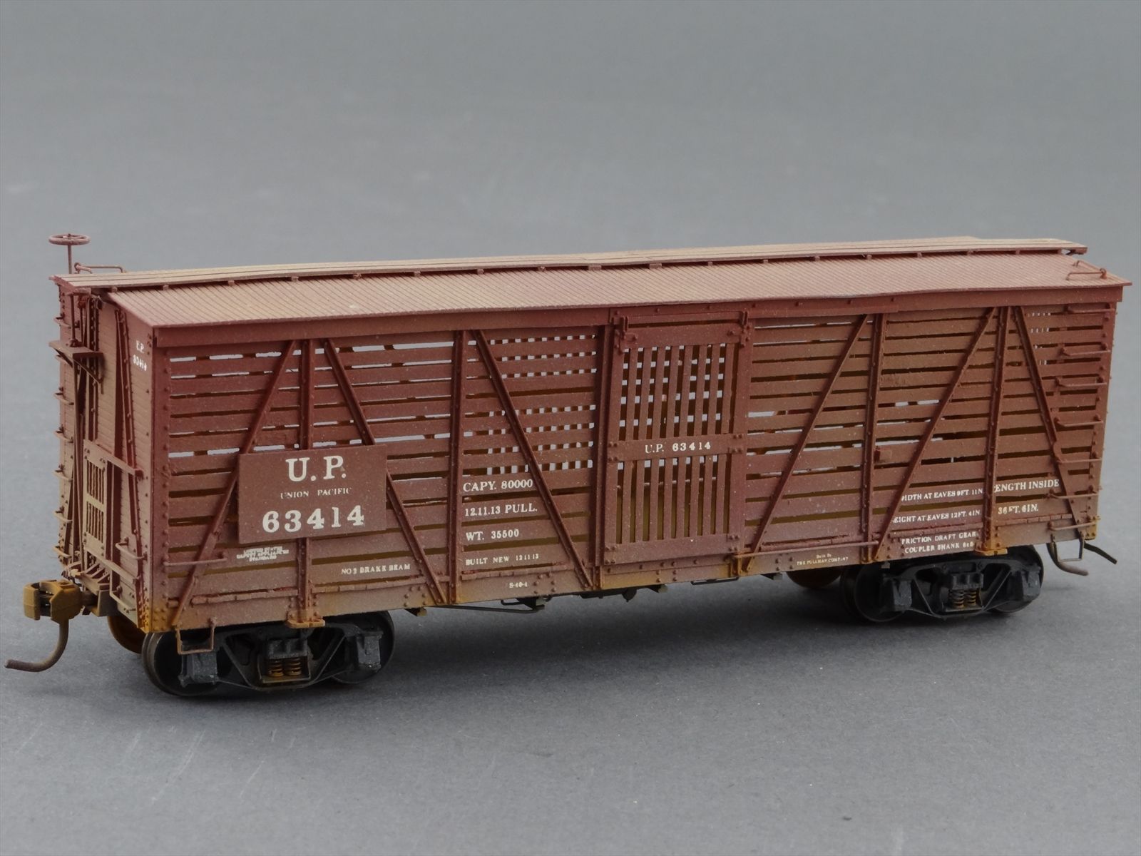 HO Westerfield 5202 Pro Built Kit - UP Union Pacific S-40-4 Stock Car #63414 - Custom