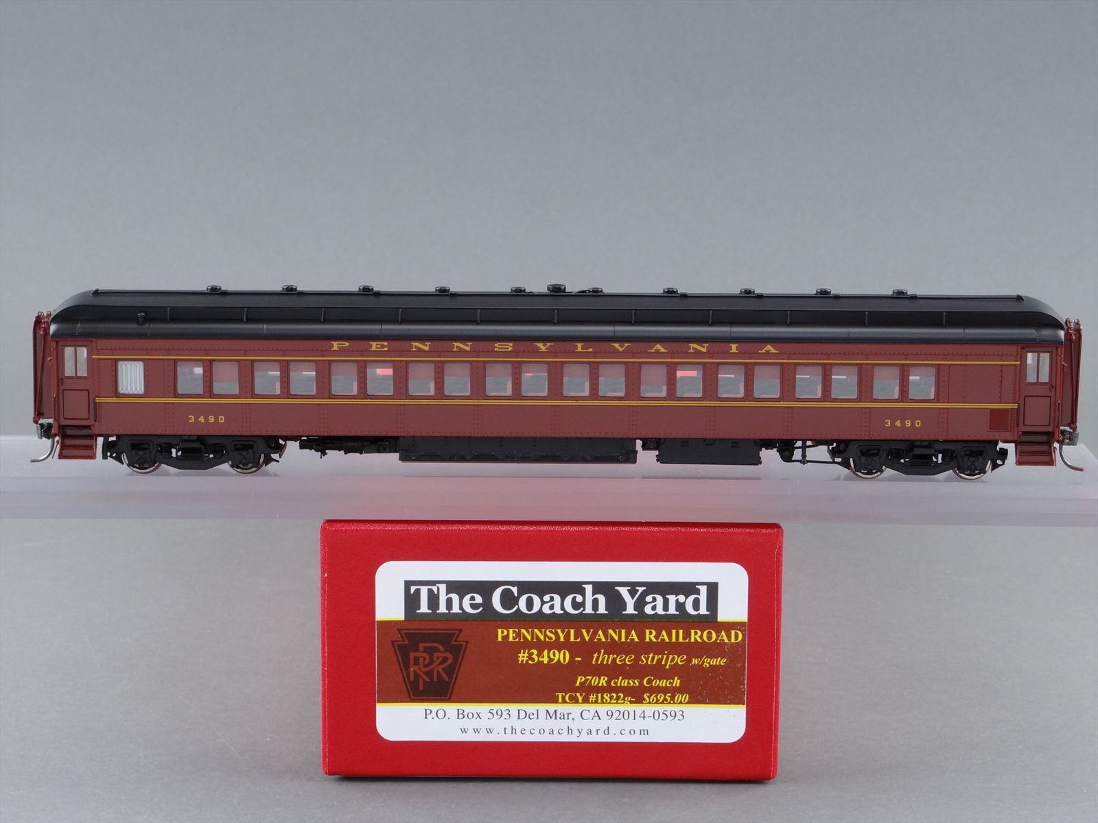 HO Brass Model Train TCY PRR P70R Coach Three Stripe, Road #3490 TCY ...