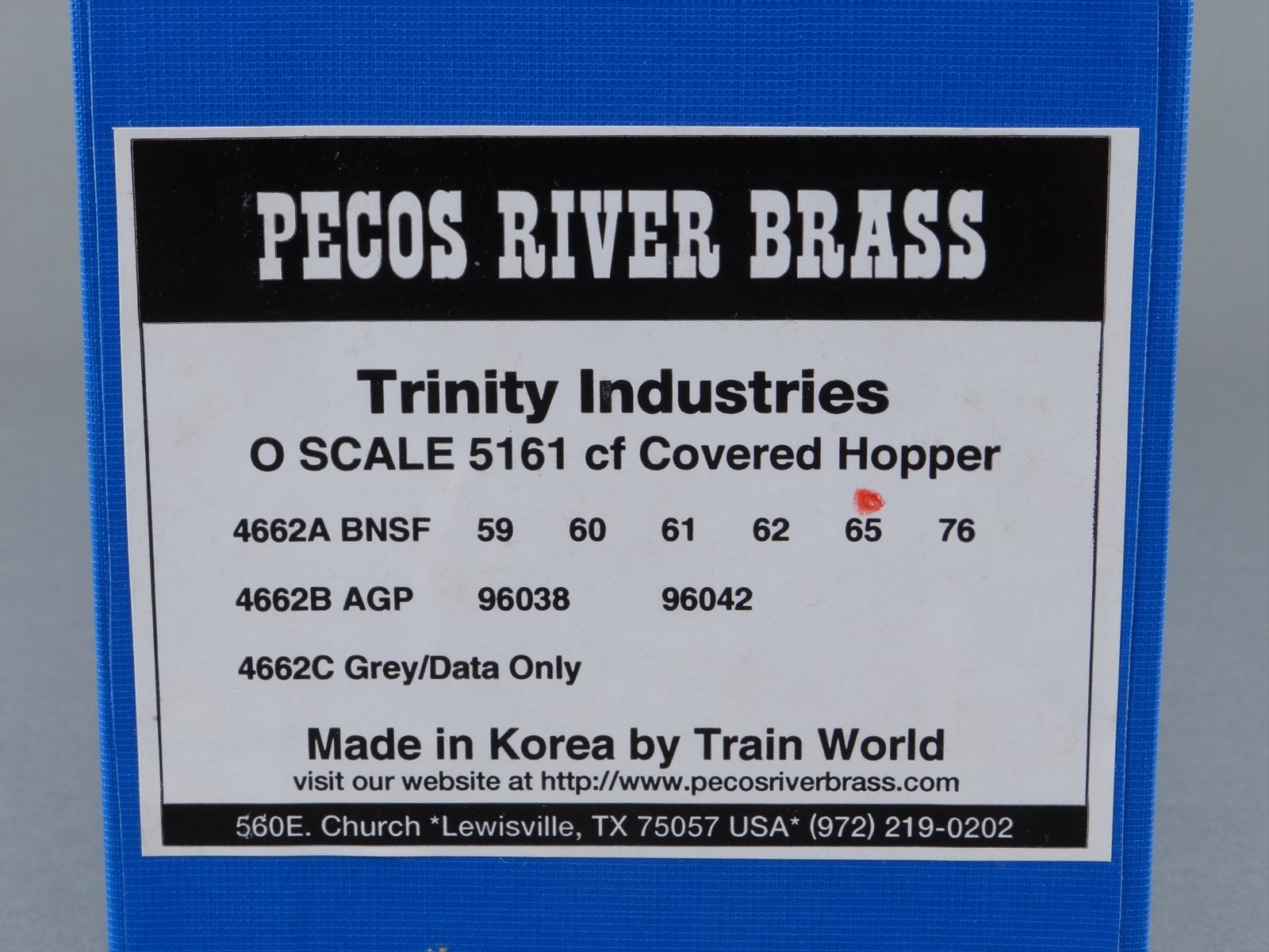 O Scale Pecos River Brass 4662A BNSF Trinity Industries 5161cf Covered ...