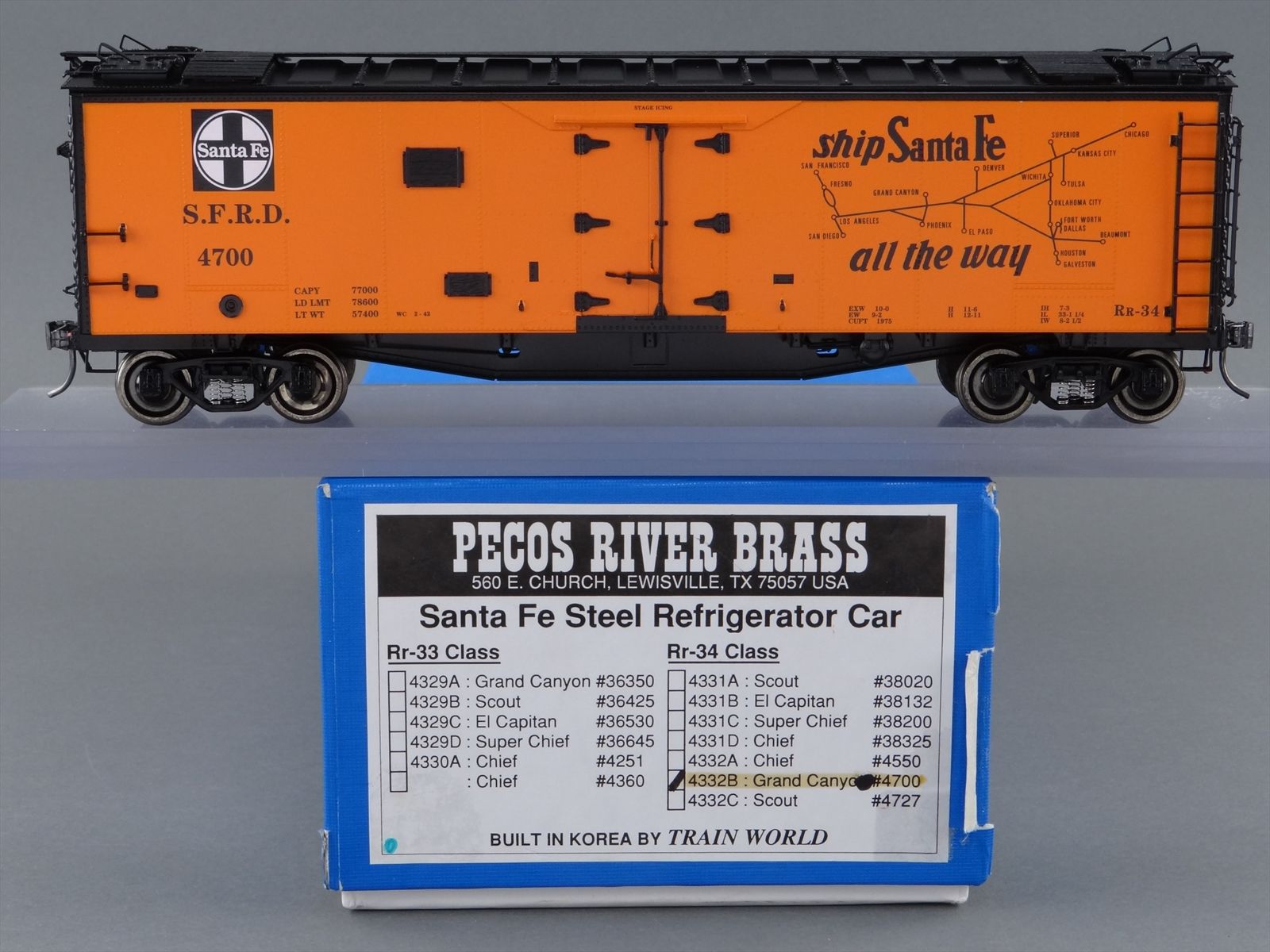 O Scale Pecos River Brass 4332B SFRD ATSF Santa Fe 'Grand Canyon' 40 ...