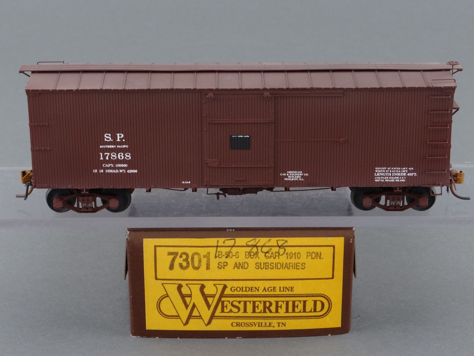 HO Westerfield 7301 Pro Built Kit - SP Southern Pacific B-50-6 Box Car #17868 - Custom