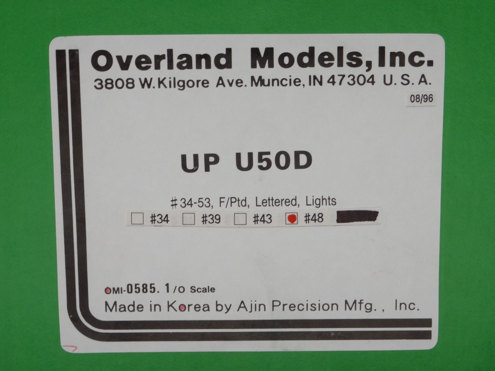 O Scale 2-Rail Brass Model Train - OMI 0585.1 Overland UP Union Pacific ...