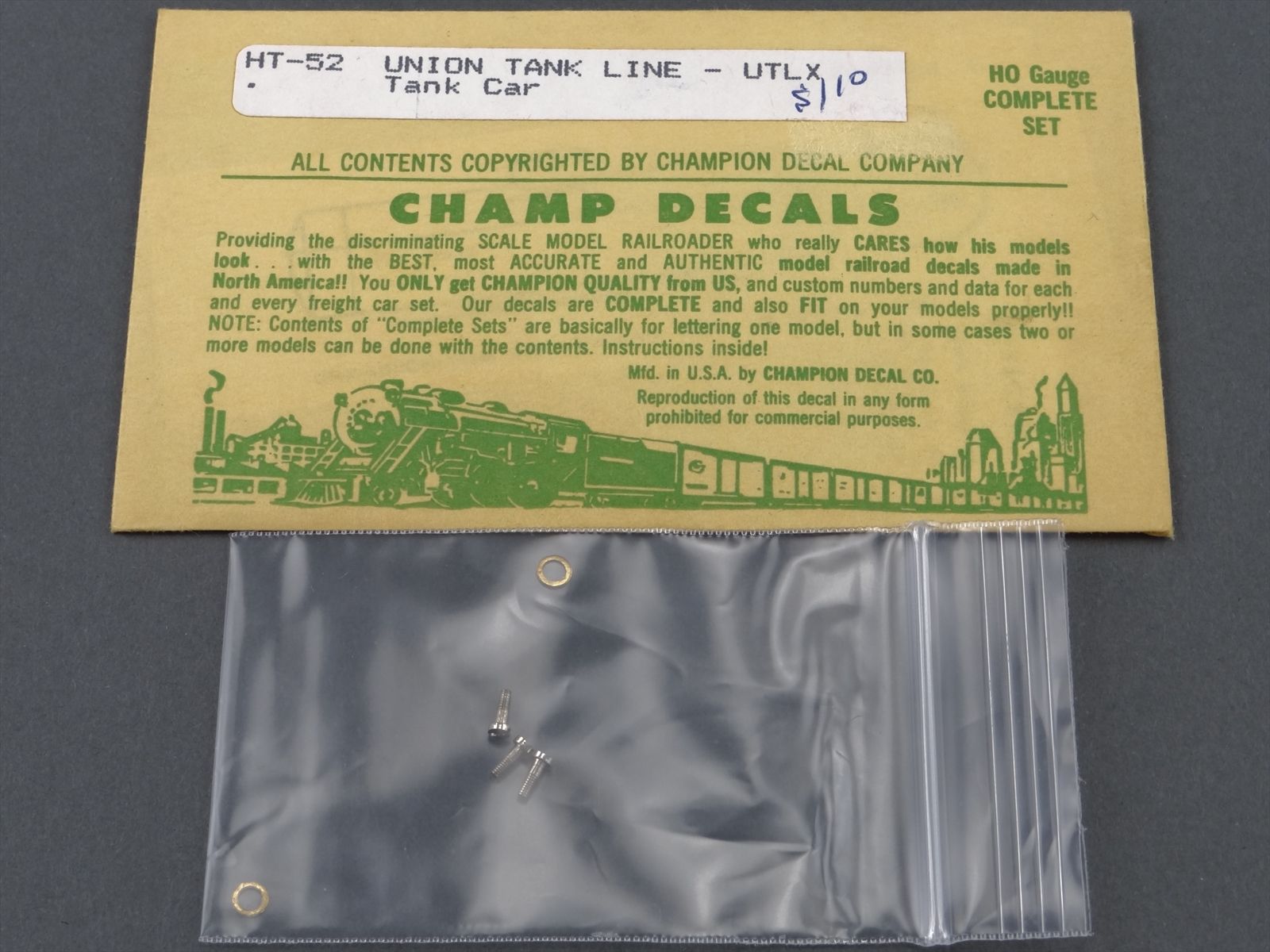 HO Brass PSC 15456 Precision Scale UTLX Union Tank Line 10,000 Gallon ...