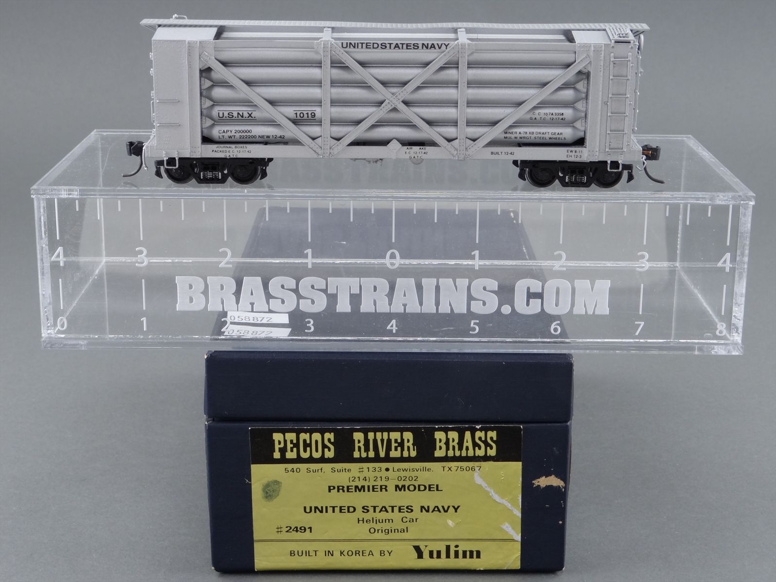 HO Pecos River Brass 2491 United States Navy Helium Car #1019 - CUSTOM