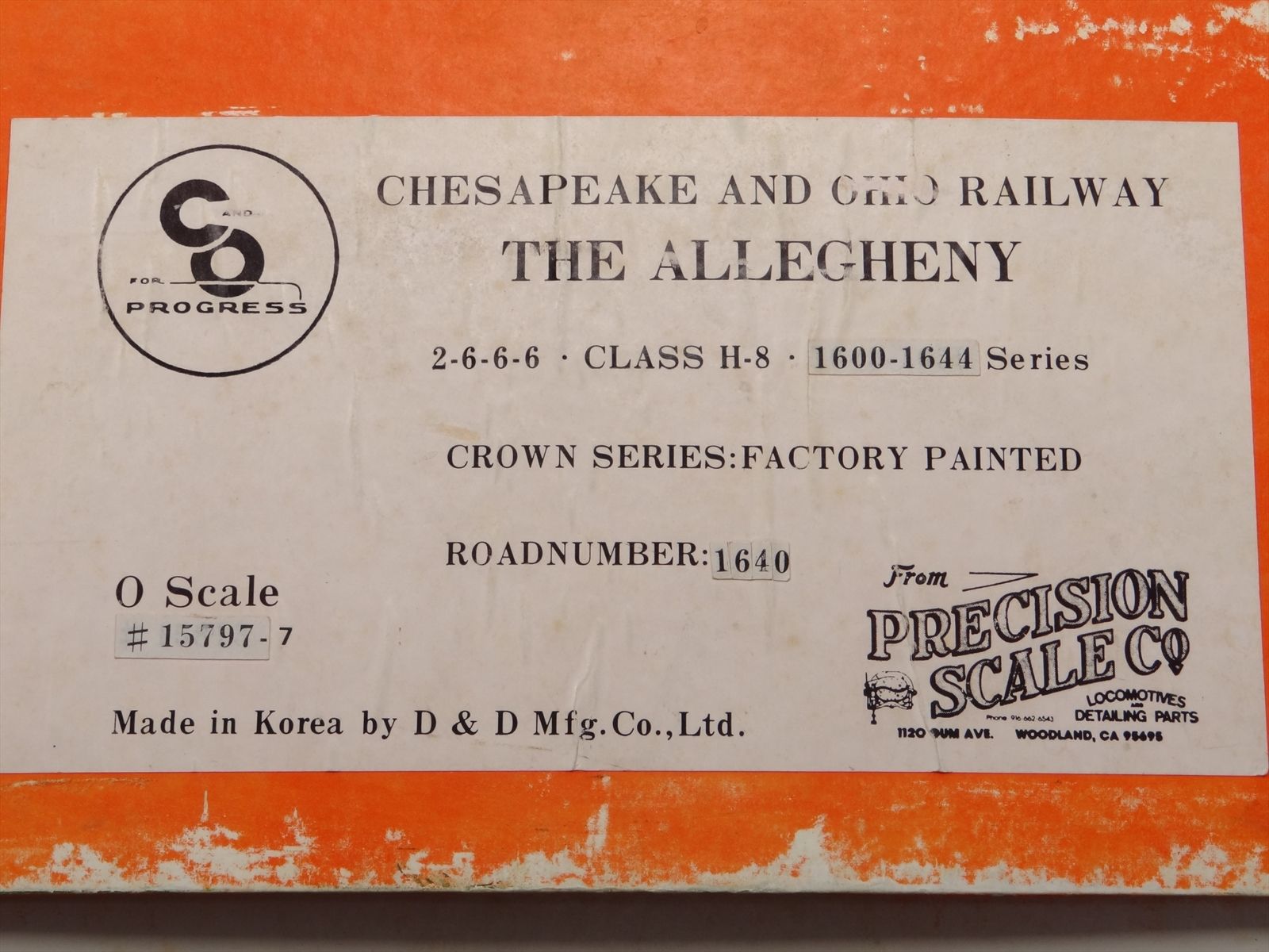 O Scale 2-RAIL Brass Model Train - PSC Crown 15797-1 C&O H-8 2-6-6-6 ...