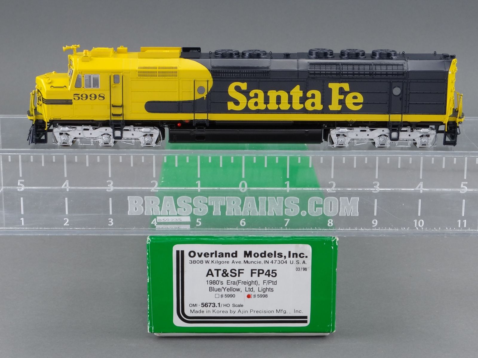 HO Brass Model Train - OMI 5673.1 Overland ATSF Santa Fe FP45 Diesel #5998 - 1980's Freight