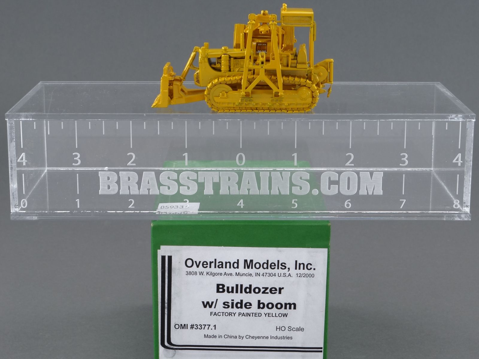 HO Brass OMI 3377.1 Overland Bulldozer with Side Boom - Painted Yellow