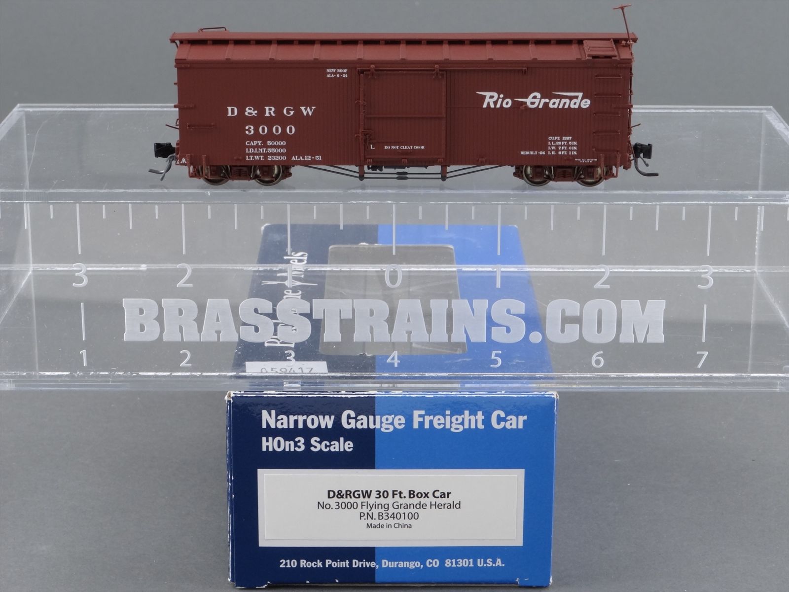 HO Scale Blackstone PN B340100 D&RGW #3000 30 Ft. Box Car