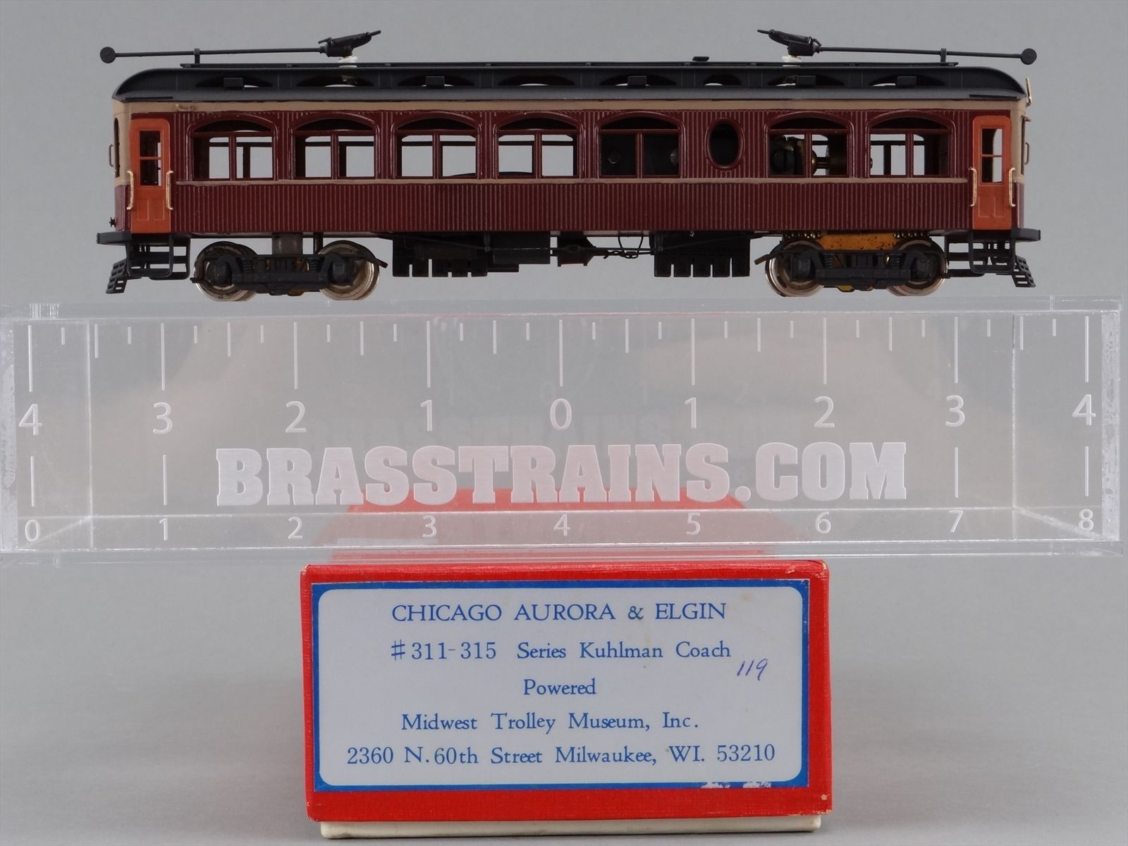 HO Brass Model - Midwest Trolley - CA&E Kuhlman Interurban #311-315 Powered Coach - Custom