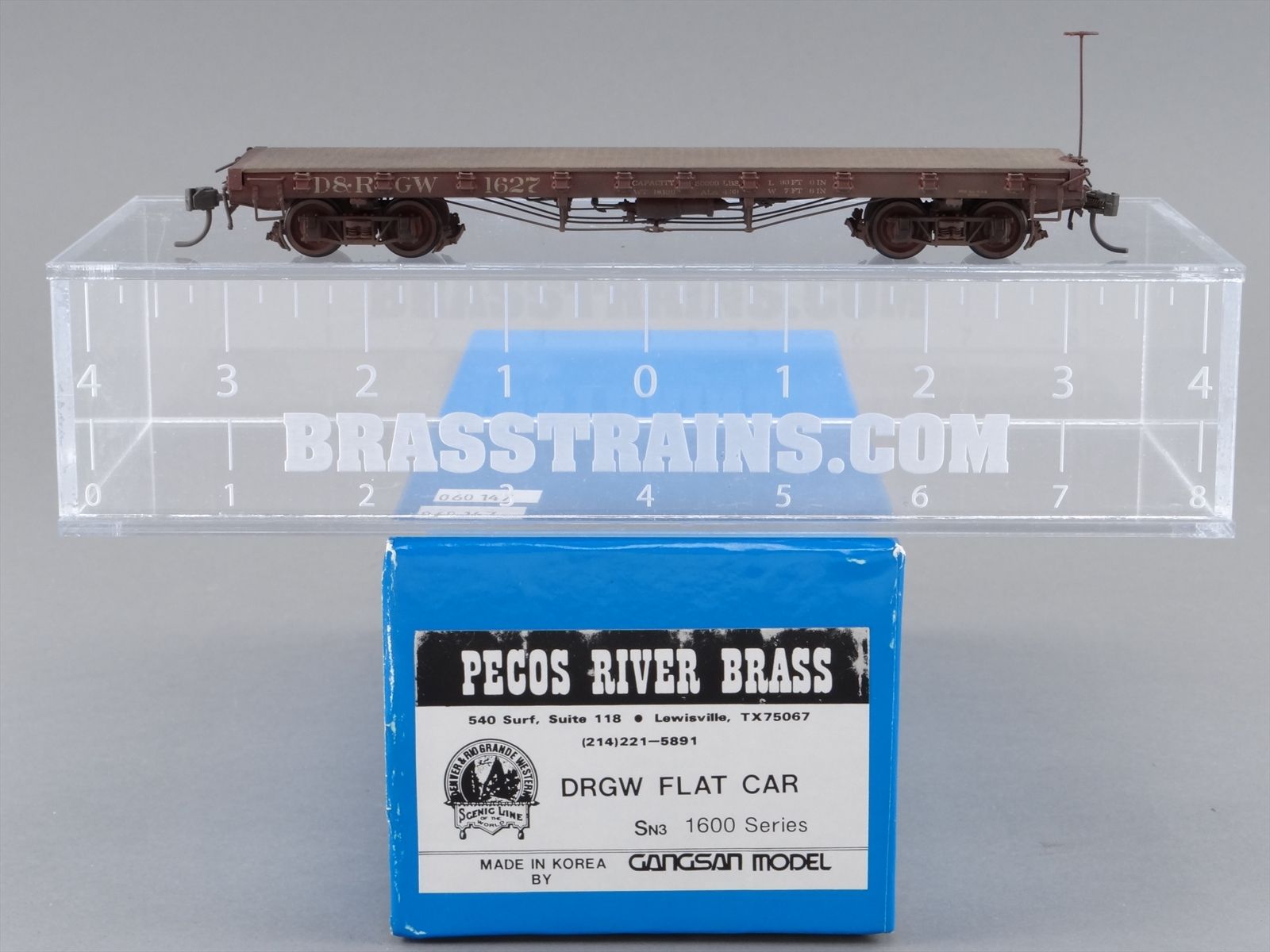 Sn3 Scale PRB Pecos River Brass D&RGW Flat Car #1627 - Custom / Weathered