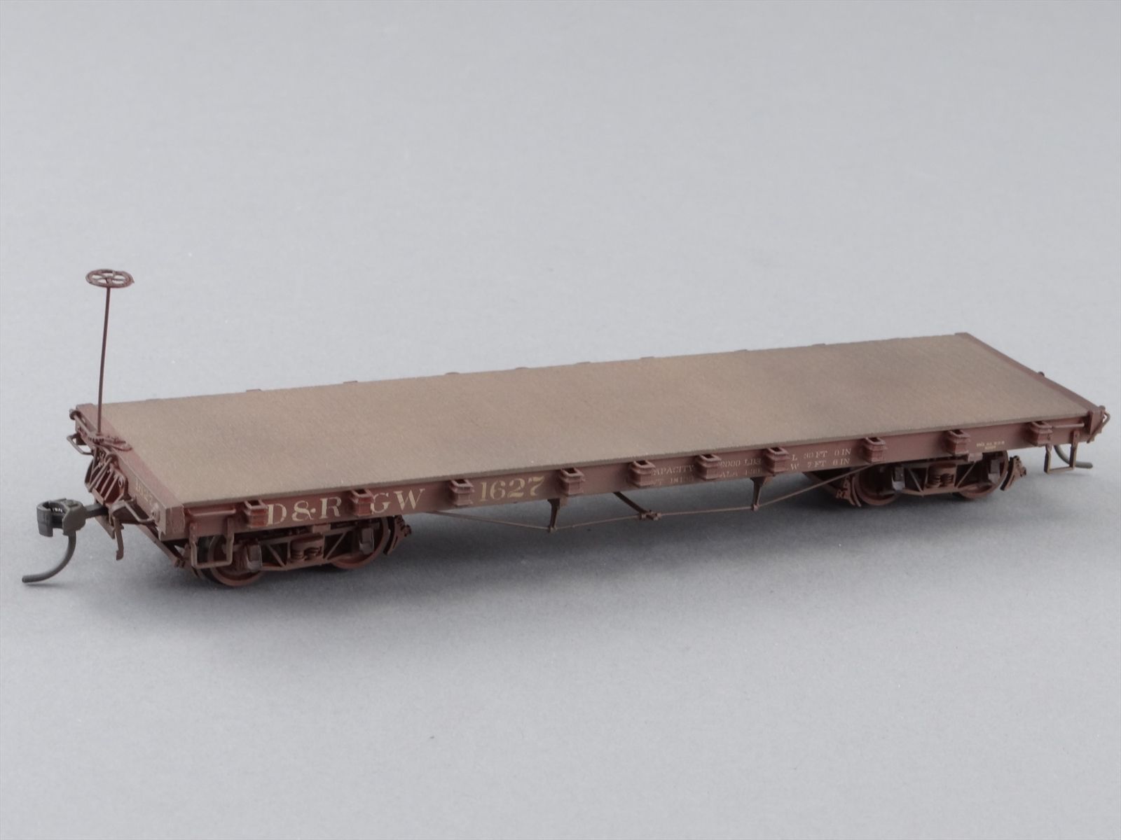 Sn3 Scale PRB Pecos River Brass D&RGW Flat Car #1627 - Custom / Weathered