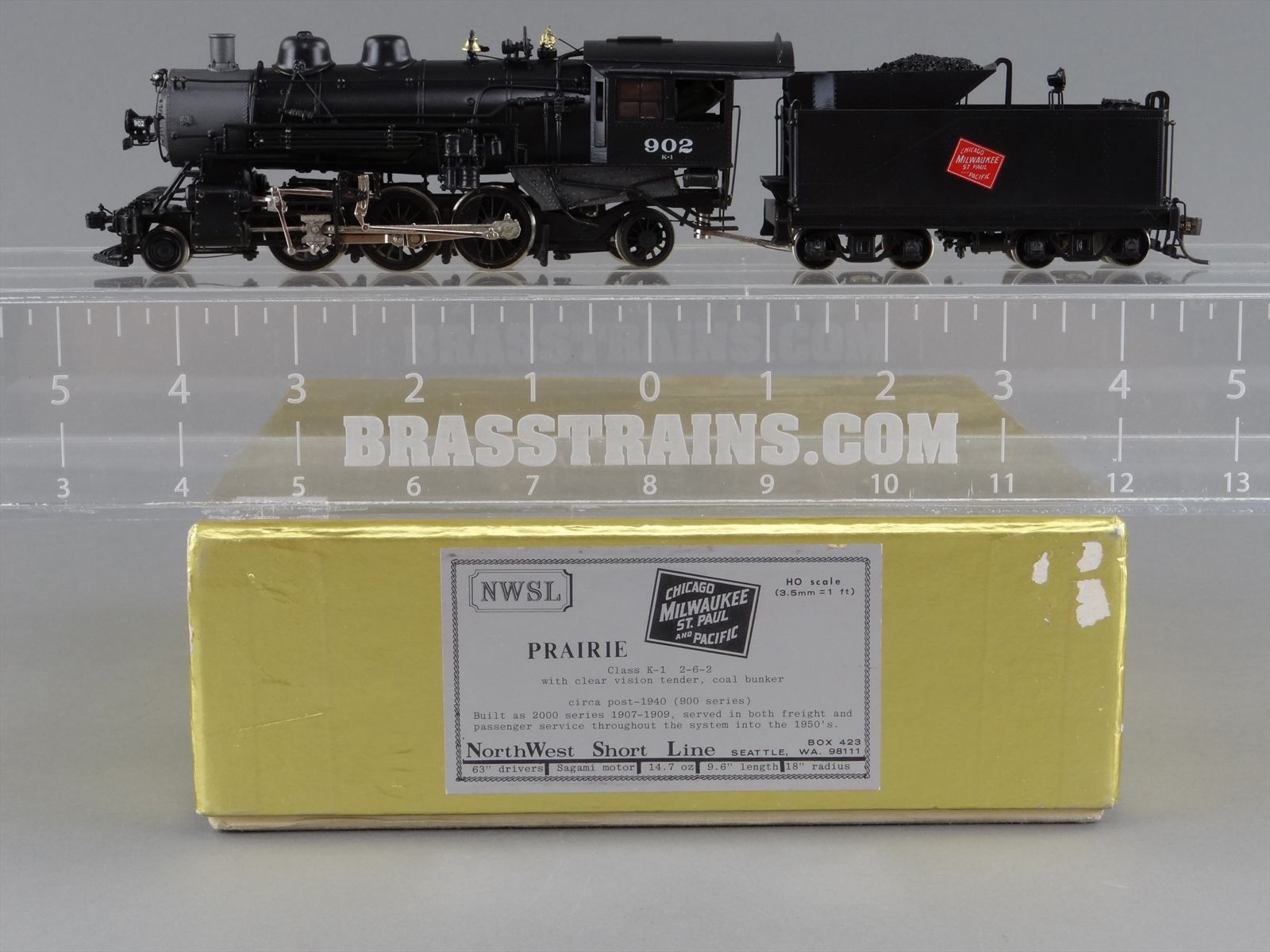 HO Brass Model Train - NWSL Milwaukee Road 2-6-2 Prairie K-1 #902 - Custom