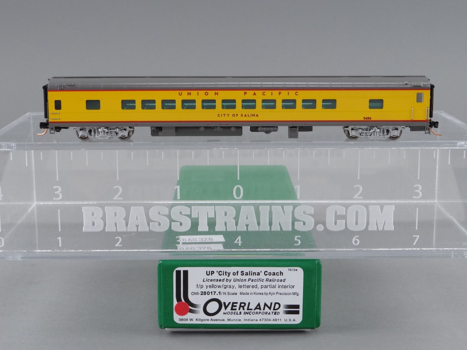 N Scale Brass - OMI 28017.1 Overland UP Union Pacific City Of Salina Coach Car #5486 w/ Interior