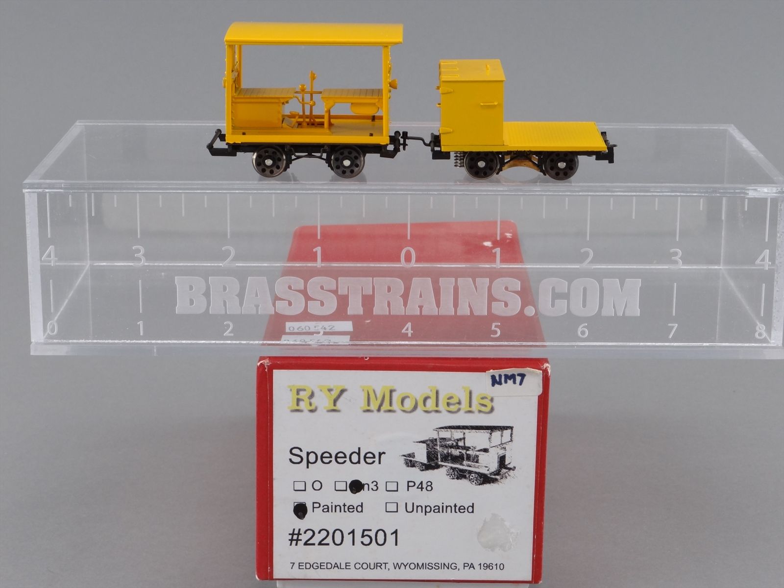 On3 Brass Model Train - RY Rich Yoder Powered Speeder - Yellow