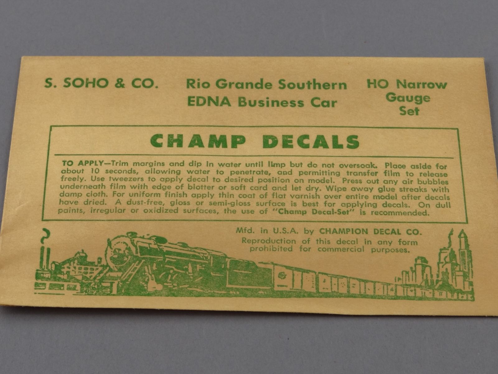 HOn3 Brass S. Soho & Co RGS Edna Business Passenger Car + Champ Decals