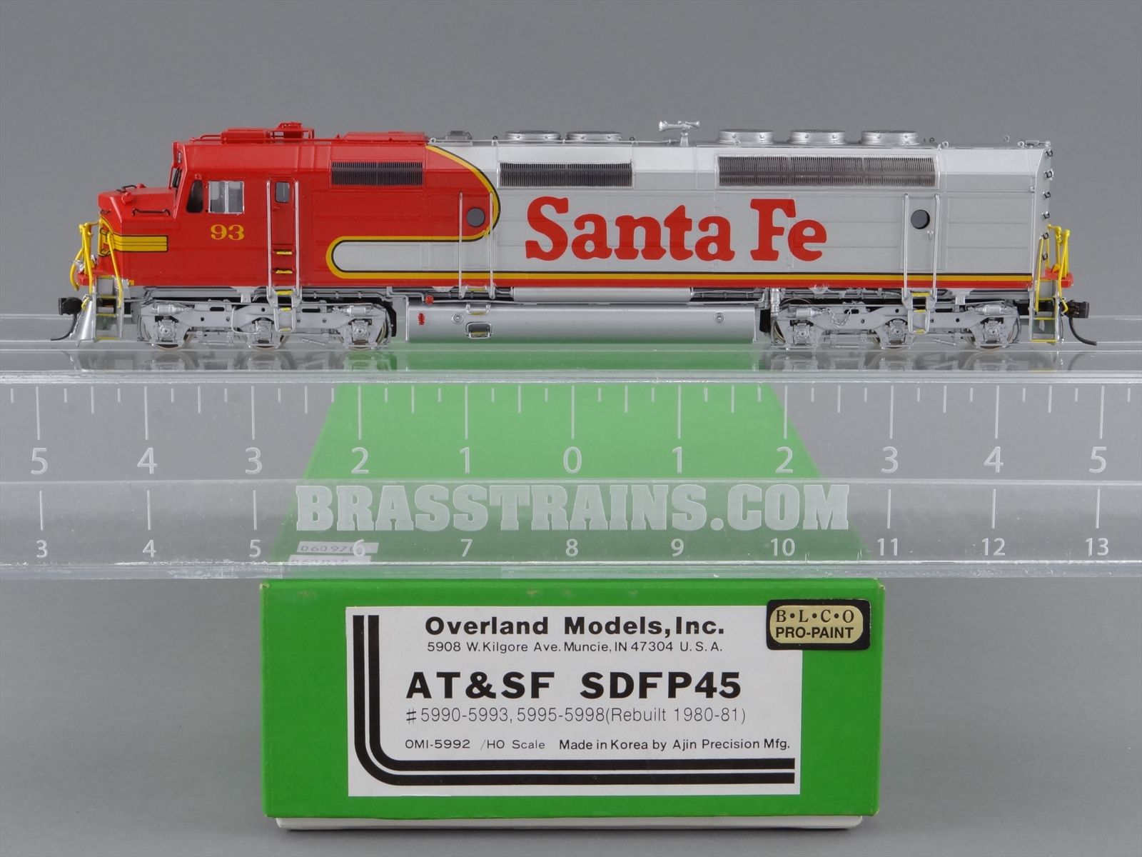 HO Brass Model Train - OMI 5992 Overland ATSF Santa Fe SDFP45 Diesel #93 - Pro Paint