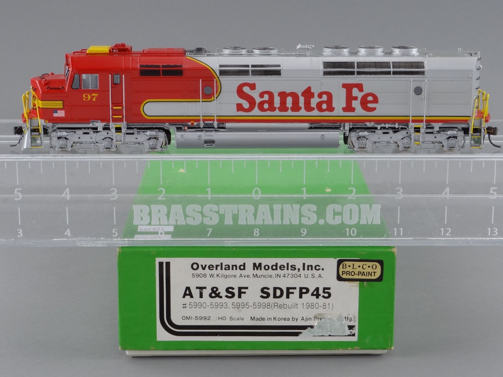 HO Brass Model Train - OMI 5992 Overland ATSF Santa Fe SDFP45 Diesel #97 - Pro Paint