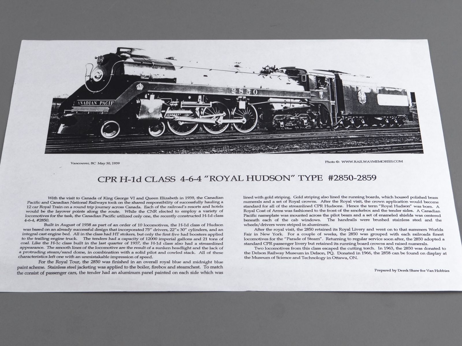 HO Brass Model Train - VH Van Hobbies CPR Canadian Pacific H1d 4-6-4 ...