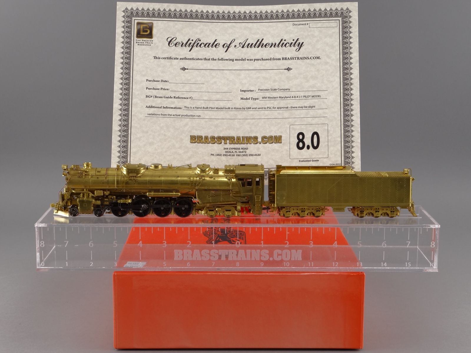 HO Brass Model Train - PSC 17670-1 Precision Scale WM Western Maryland 4-8-4 J-1 PILOT MODEL