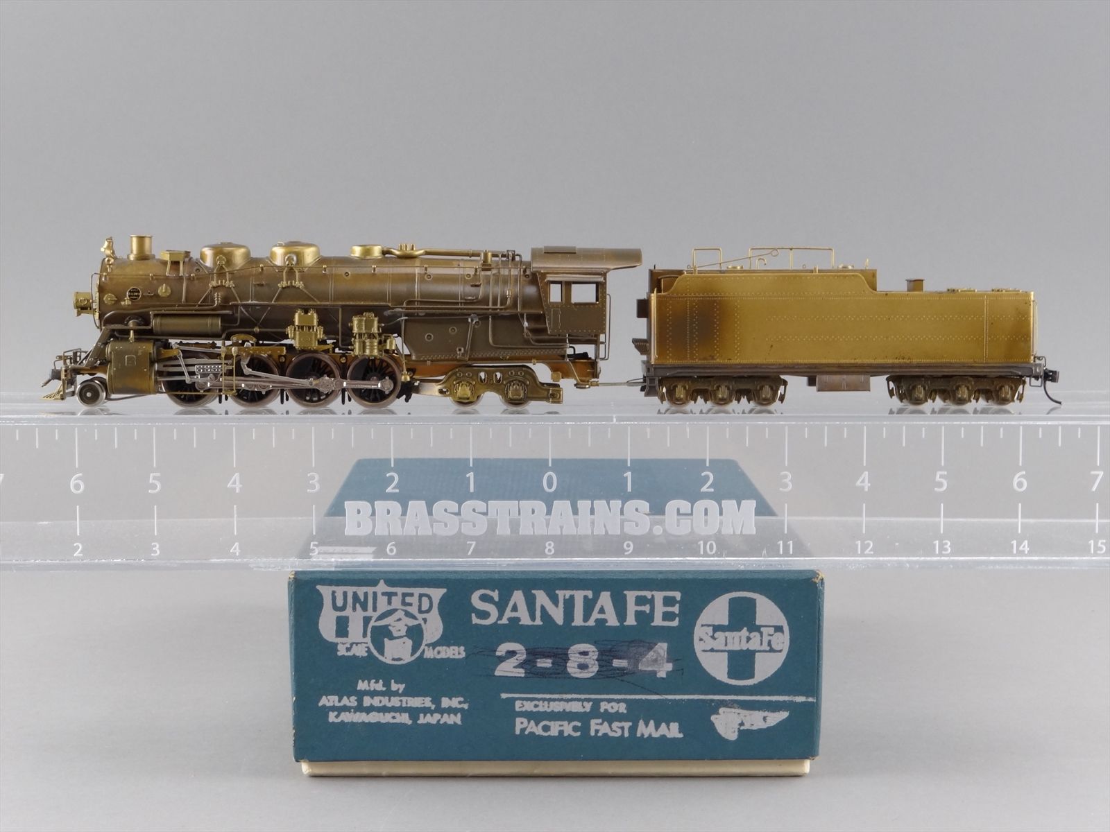 HO Brass Model Train - PFM Pacific Fast Mail United ATSF Santa Fe 2-8-4 ...