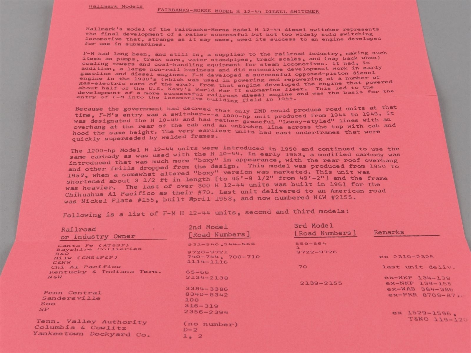 HO Brass Model Train - Hallmark Kumata HS 0092 FM Fairbanks Morse H-12 ...