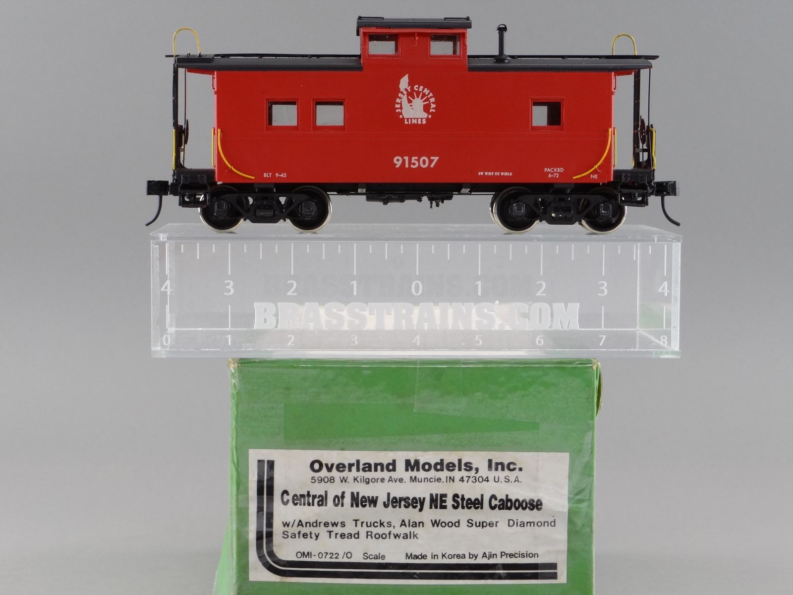 O 2-Rail Brass OMI 0722 Overland CNJ Central of New Jersey NE Steel Caboose #91507 - 1988 Run
