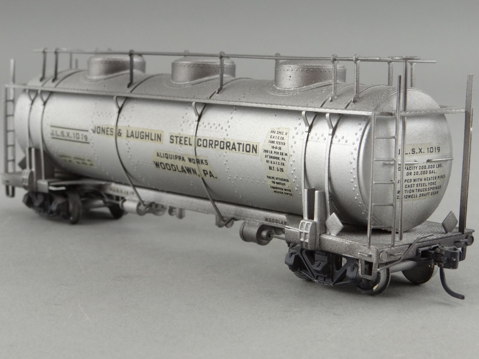HO Brass NWSL Jones & Laughlin Steel Corp 20,000 Gallon Tank Car #1019 ...