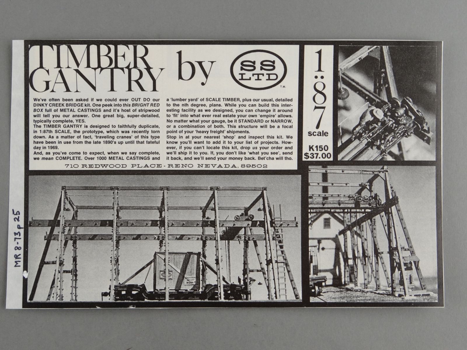 HO Scale Structures Ltd Craftsman Kit #1146 - Timber Gantry